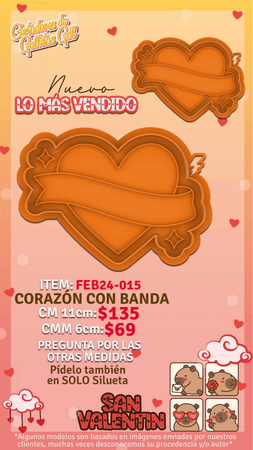 Corazón con banda - Cortadores de galletas GDL